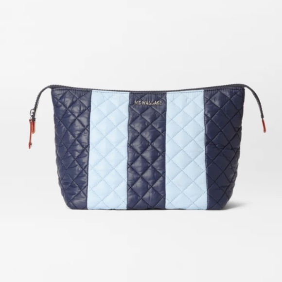 MZ Wallace | Bags | Mz Wallace Large Zoey Cosmetic Bagstriped Blue And ...
